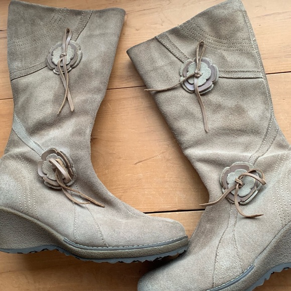 nevada | Shoes | Nevada Leather Neutral Wedge Tall Boots | Poshmark
